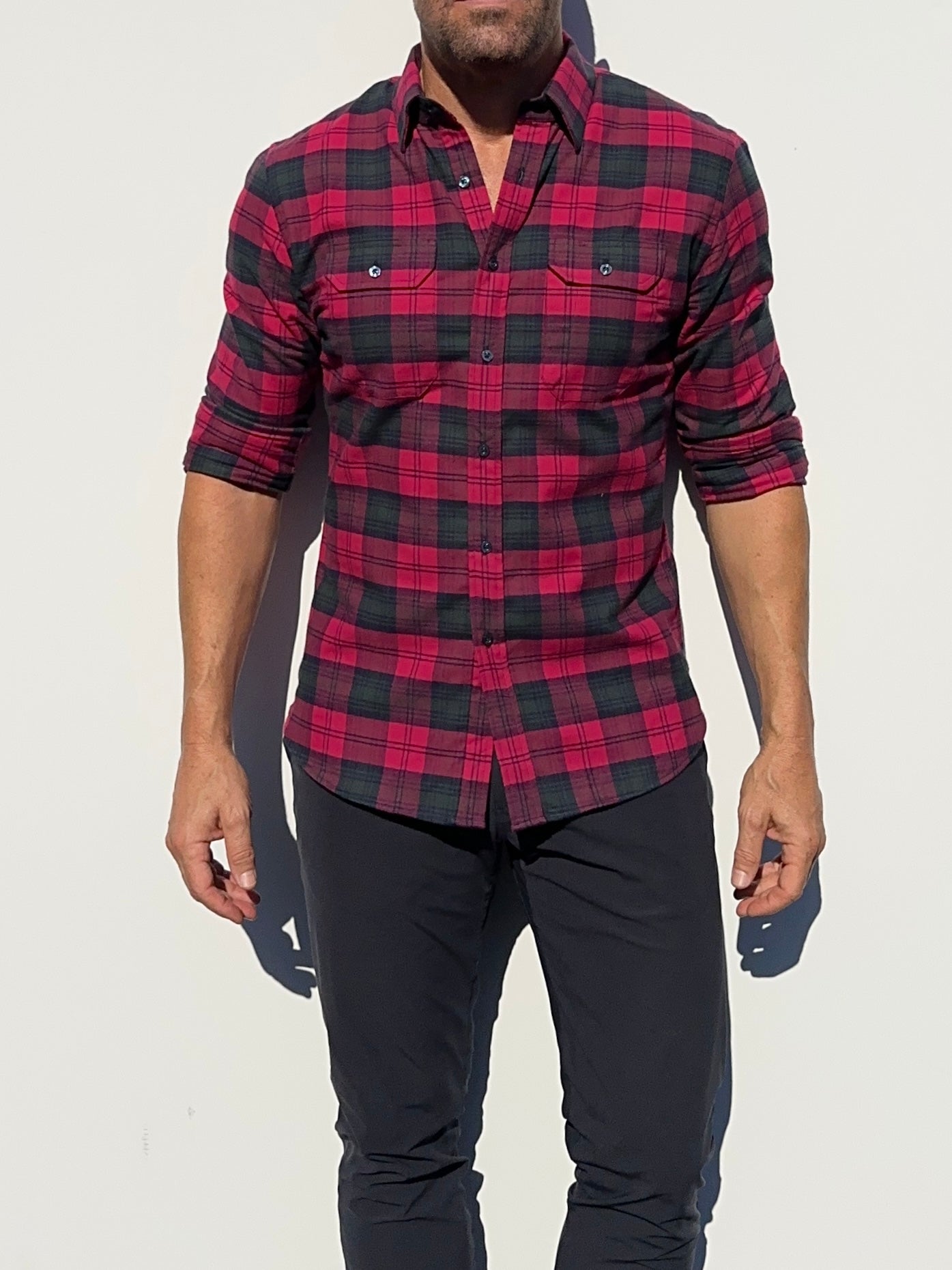 Magenta & Green Utility Flannel- Small Batch #586 | Teddy Stratford